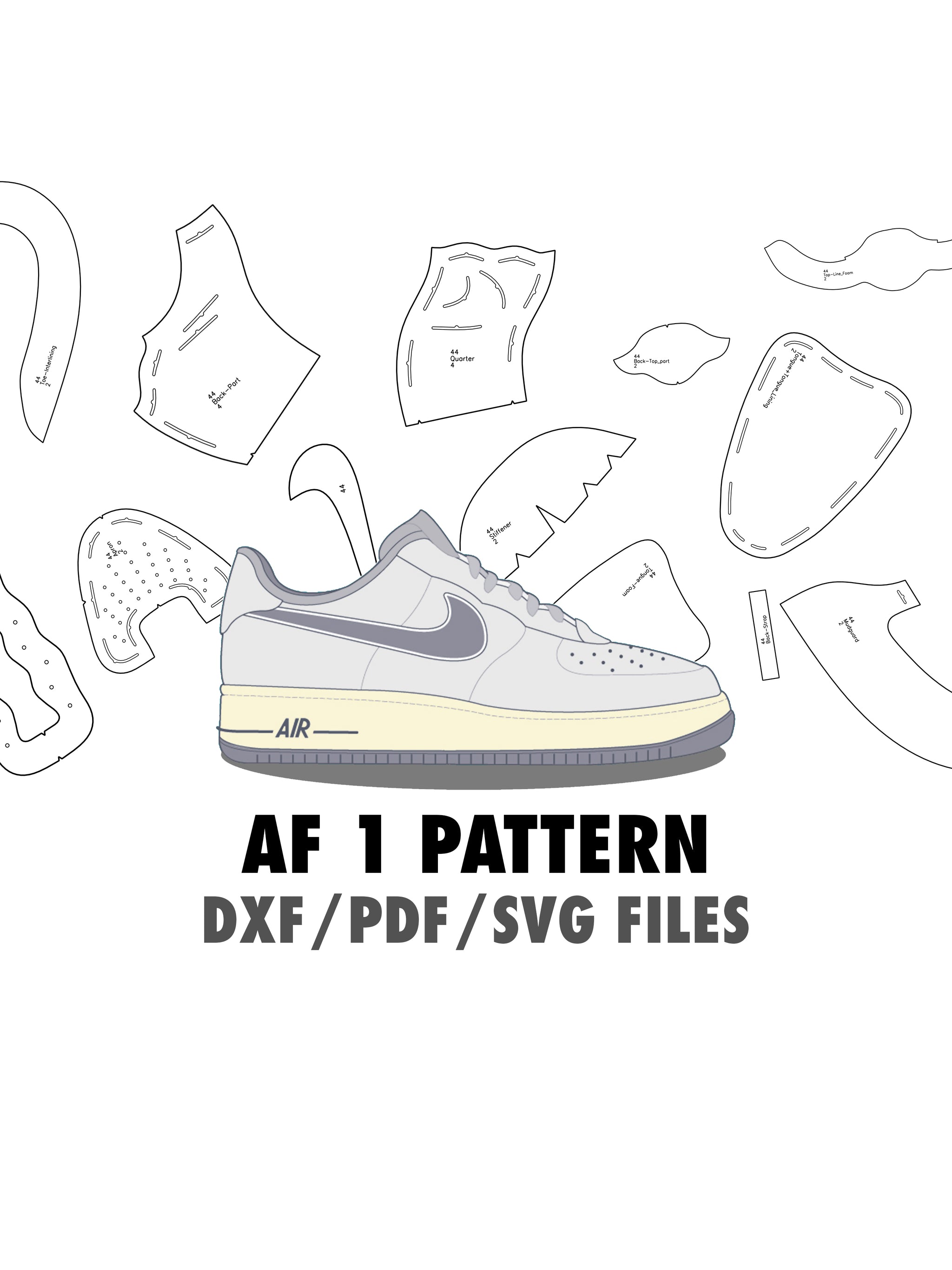 AIR FORCE 1 digital pattern PDF, DXF, SVG files – Sneaker Crafted