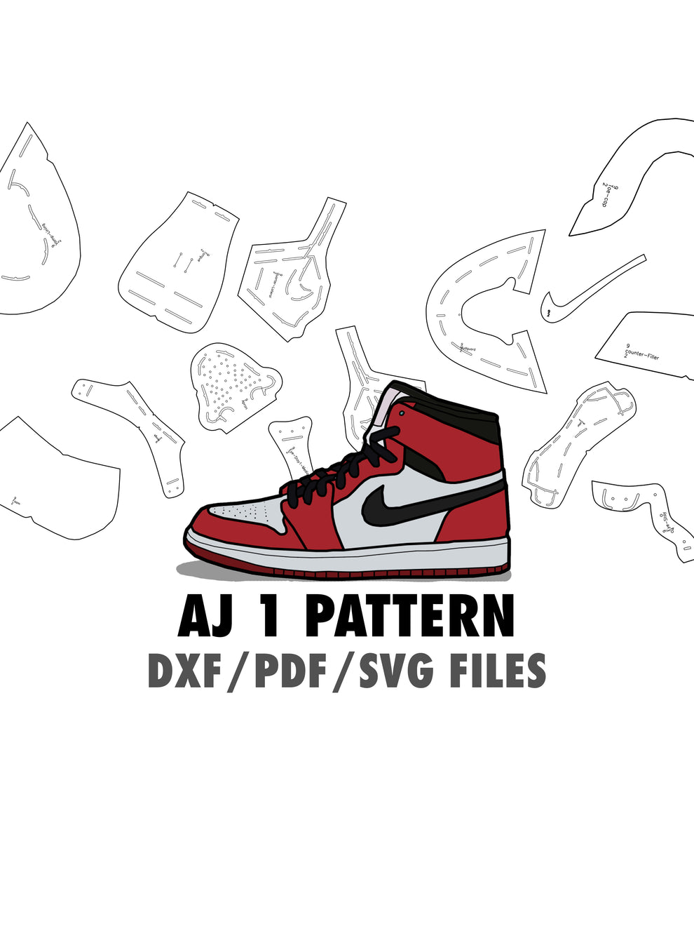 AIR JORDAN 1 digital pattern PDF, DXF, SVG files – Sneaker Crafted