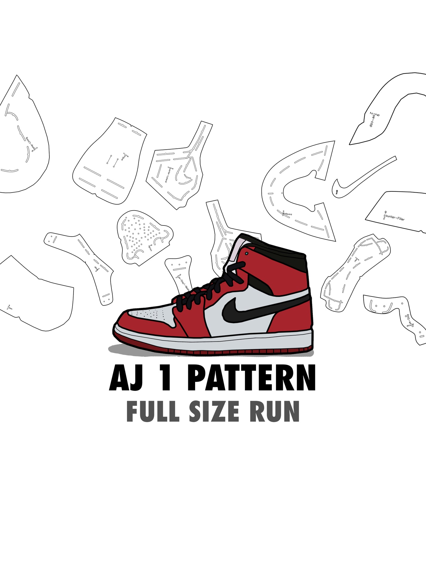 AIR JORDAN 1 digital pattern PDF, DXF, SVG files – Sneaker Crafted