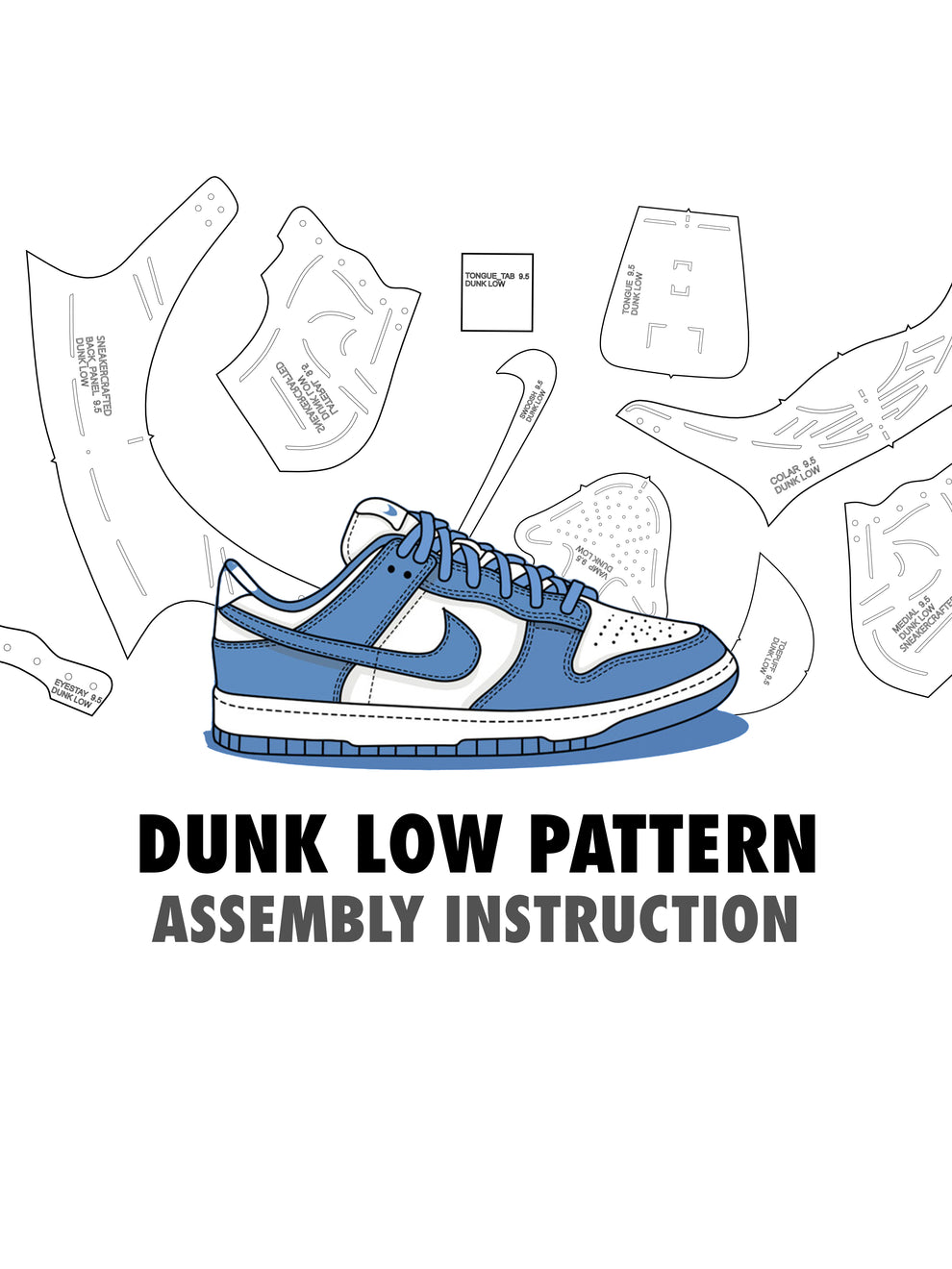 DUNK LOW digital pattern PDF, DXF, SVG files – Sneaker Crafted